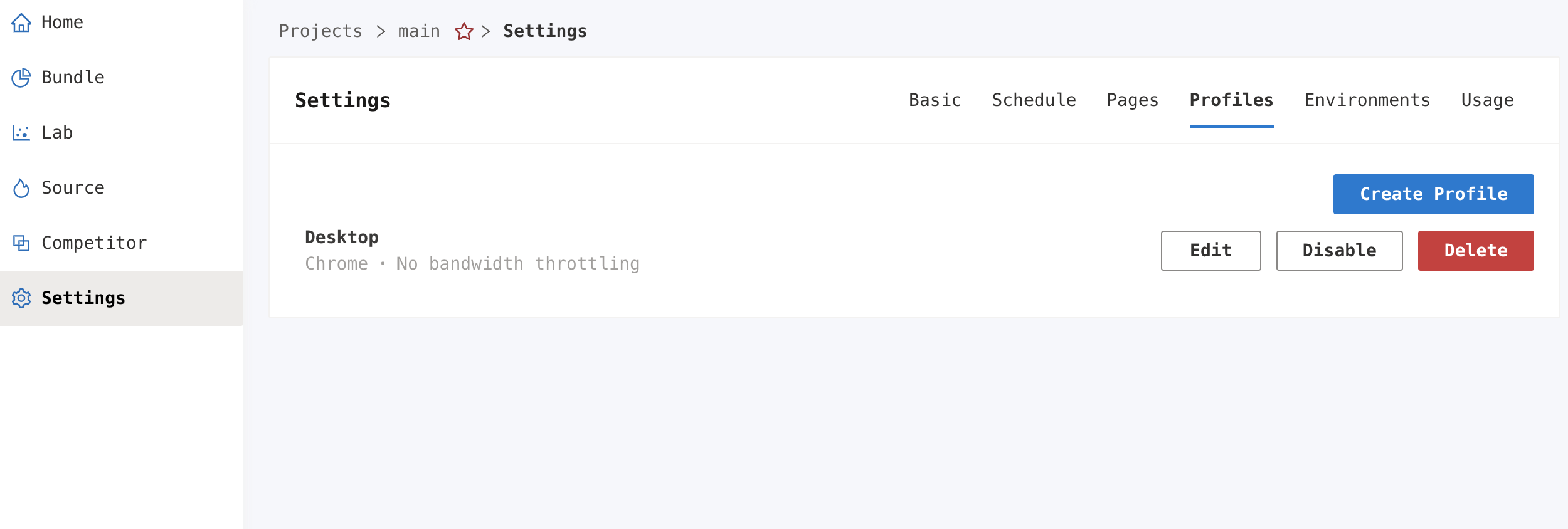 Profile Setting | Perfsee
